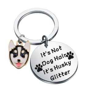 cenwa husky keychain dog lover gifts husky owner husky gifts it's not dog hair it's husky glitter keychain (it's not dog k)