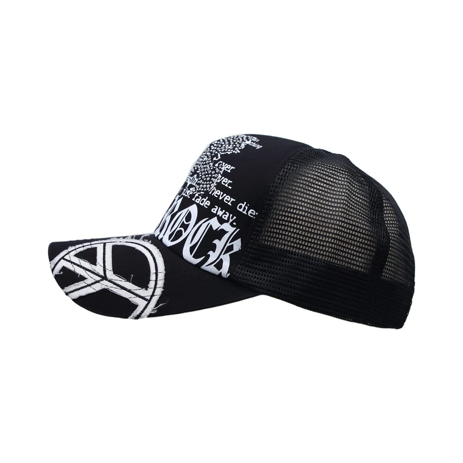 WITHMOONS Meshed Baseball Cap Skull Rhinestones Hat KR1751 (Cross_Twoblack)