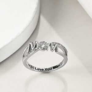 YFN Mom Rings 925 Sterling Silver Mom Rings Mothers Ring Women Jewelry Gifts for Mum