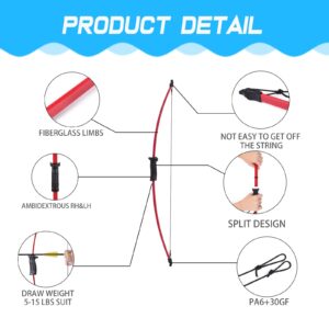 Elong Youth Recurve Bow and Arrow Set Outdoor with Quiver Children Junior Archery Beginner Longbow Target Training for Teen Teams Game