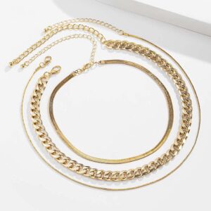 Tayel Punk Layered Snake Choker Necklaces Gold Thick Chunky Twist Circle Necklace Chain Jewelry Adjustable for Women