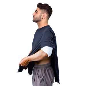 OUDI LINE Uni-Sex Post Shoulder Surgery Shirt & Rehab Shirt with Stick On Fasteners, Convenient and Quick (Large, Black)