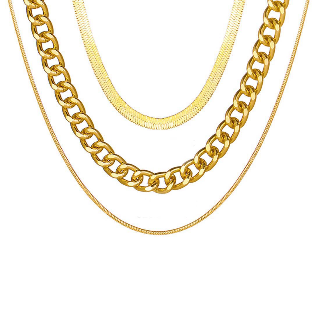 Tayel Punk Layered Snake Choker Necklaces Gold Thick Chunky Twist Circle Necklace Chain Jewelry Adjustable for Women