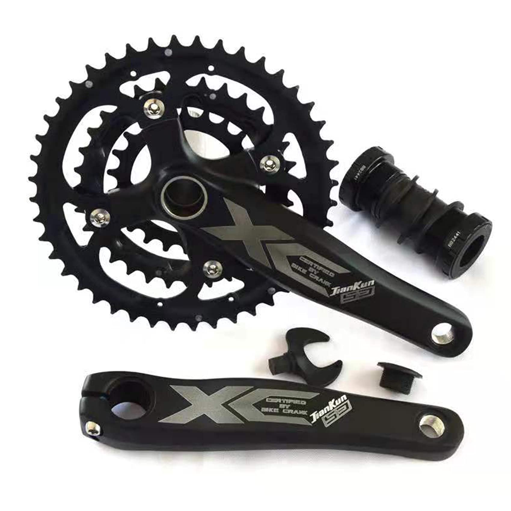 shanmashi Andeshunk Crankset Black Mountain MTB Bike Crankset Hollow Integrated Chainring Crank Set Bicycle Chainring Sprocket Round Bolts for Road Cycling Crank