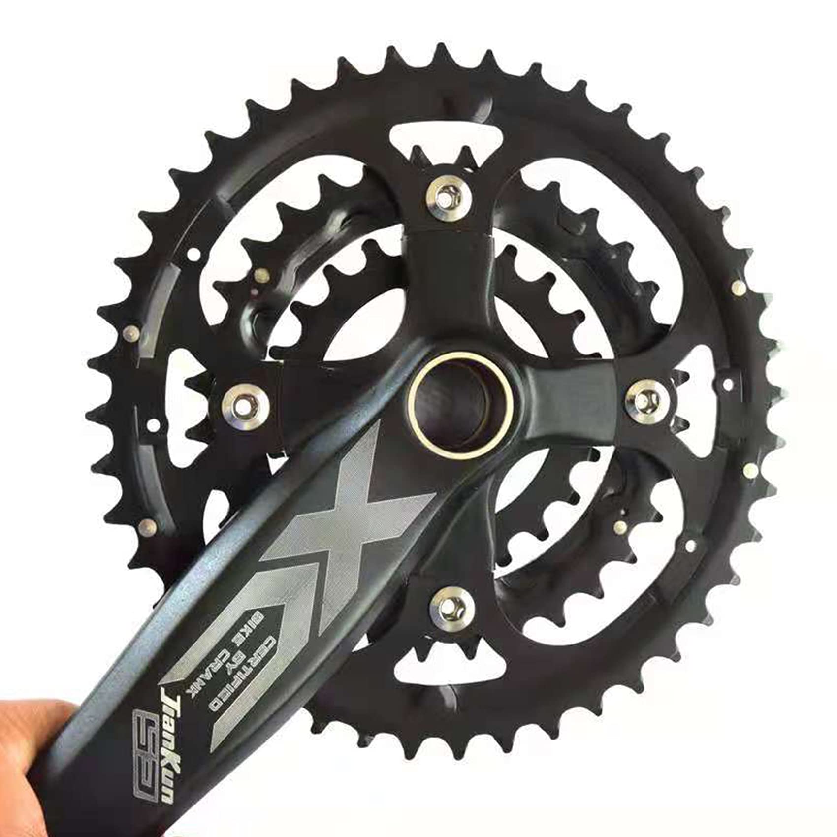 shanmashi Andeshunk Crankset Black Mountain MTB Bike Crankset Hollow Integrated Chainring Crank Set Bicycle Chainring Sprocket Round Bolts for Road Cycling Crank