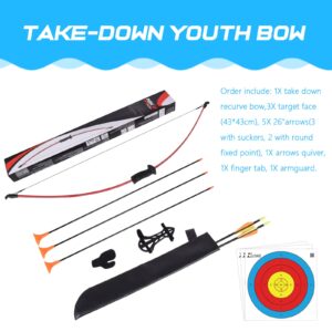 Elong Youth Recurve Bow and Arrow Set Outdoor with Quiver Children Junior Archery Beginner Longbow Target Training for Teen Teams Game