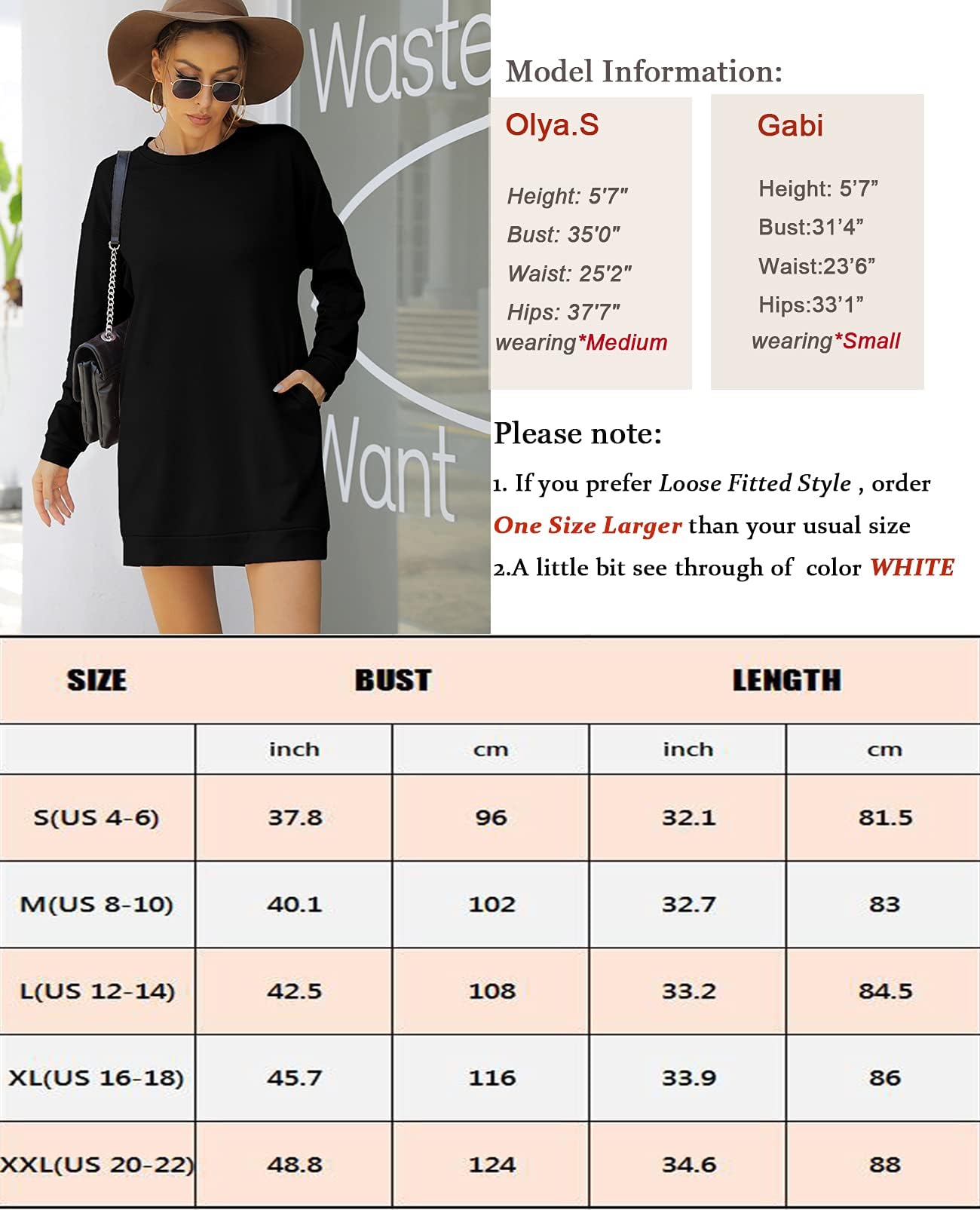 LuckyMore Sweatshirt Dress Women Casual Long Sleeve Tunic Dresses with Pockets Trendy Fall Winter Clothes Dark Green L