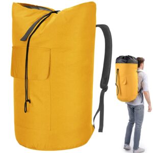 college dorm laundry bag extra large, 115l laundry backpack for college, heavy duty laundry bag for camp, yellow backpack laundry bag, dirty clothes bag for dorm, trips, laundromat, apartment