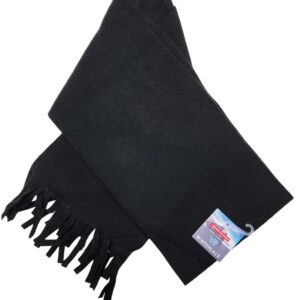 12 Pack Fleece Winter Scarves, Warm Winter Scarf Multi-color Bulk Wholesale, Unisex Men Women (Black)