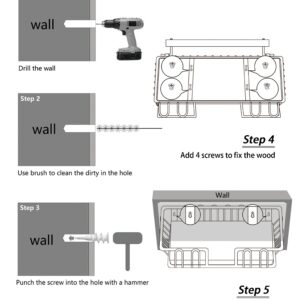 Ironing Board Holder Wall Mount, Ironing and Iron Board Hanger Wall Mount with Shelf, Metal Iron Holder Wall Mount with Storage Wood Base & Removable Hooks, Iron Board Hanger for Laundry Room by DB