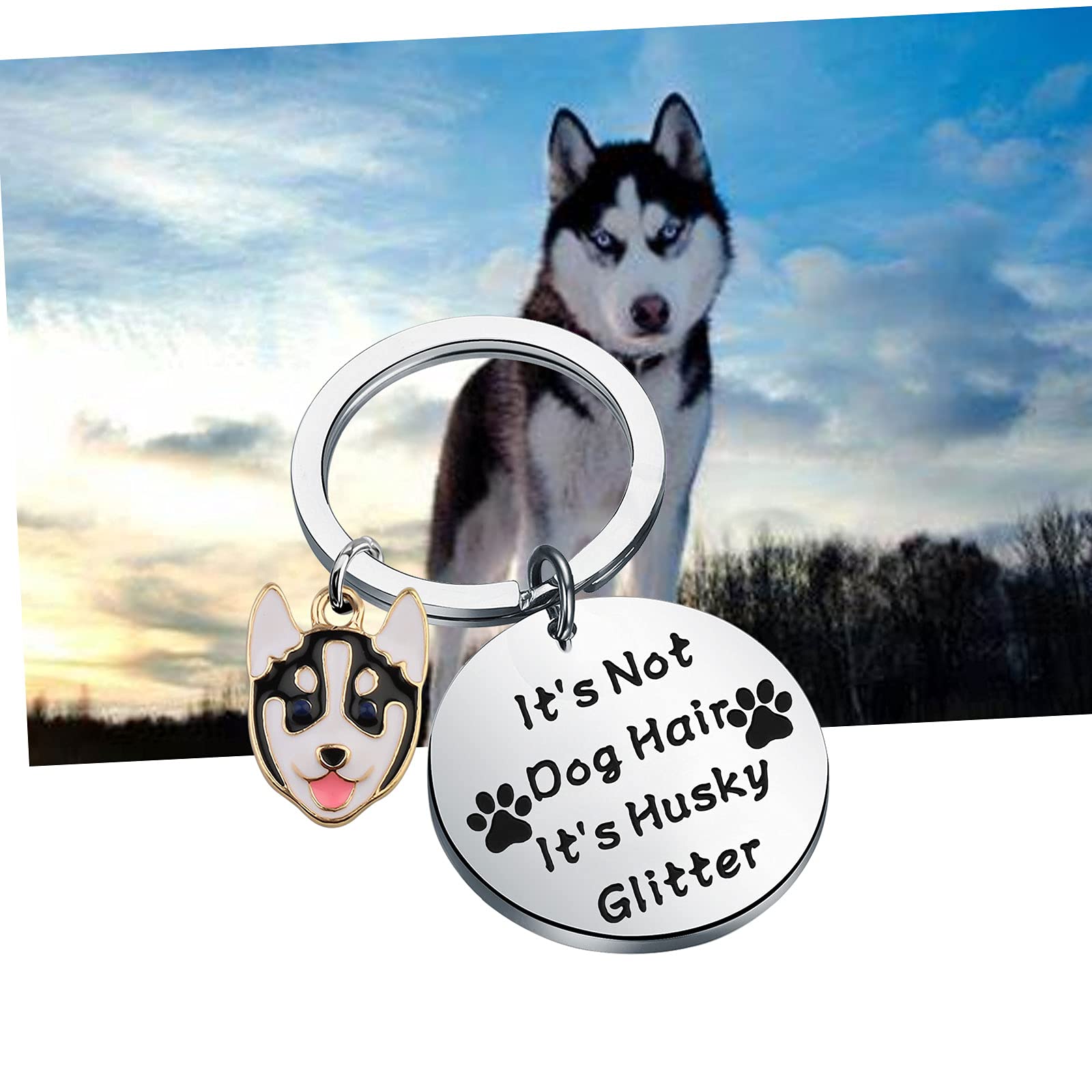 CENWA Husky Keychain Dog Lover Gifts Husky Owner Husky Gifts It's Not Dog Hair It's Husky Glitter Keychain (It's Not Dog K)