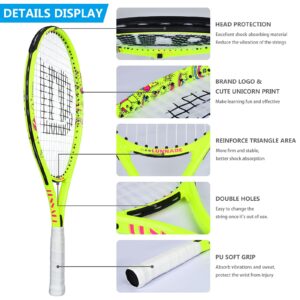 LUNNADE Tennis Racket for Kids Junior, 19/21/23/25 Inch Youth Tennis Racquet with Cover, Suitable for Beginner Boys and Girls Age 3-12