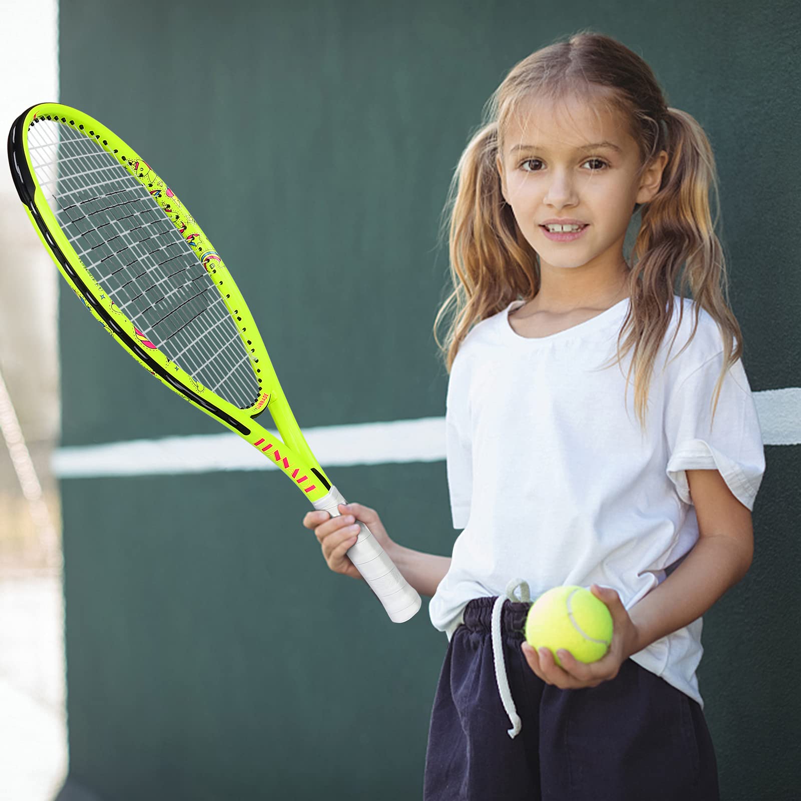 LUNNADE Tennis Racket for Kids Junior, 19/21/23/25 Inch Youth Tennis Racquet with Cover, Suitable for Beginner Boys and Girls Age 3-12