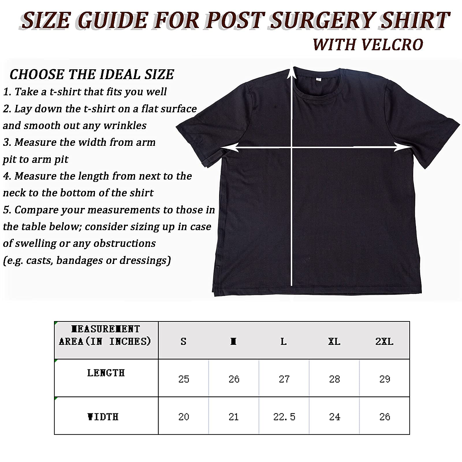 OUDI LINE Uni-Sex Post Shoulder Surgery Shirt & Rehab Shirt with Stick On Fasteners, Convenient and Quick (Large, Black)