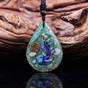 Amazonite Pendant Glow In The Dark Necklace Making Dreams a Reality - Bird of Paradise Orgone Pendant Orgone Energy Generator Necklace