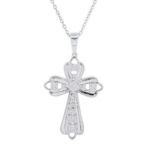 dazzlingrock collection creative round white diamond womens cross charm religious pendant (0.10 ctw, color white, clarity i2-i3), 925 sterling silver