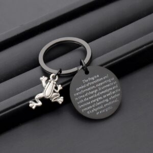 ENSIANTH Frog Keychain Frog Lover Gift Frog Jewelry Animal Lover Gift Inspiration Gift for Friend (Frog Keychain Black)