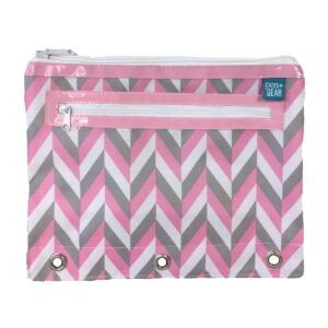 pen+gear chevron print 3 ring binder zip pouch, pink multi