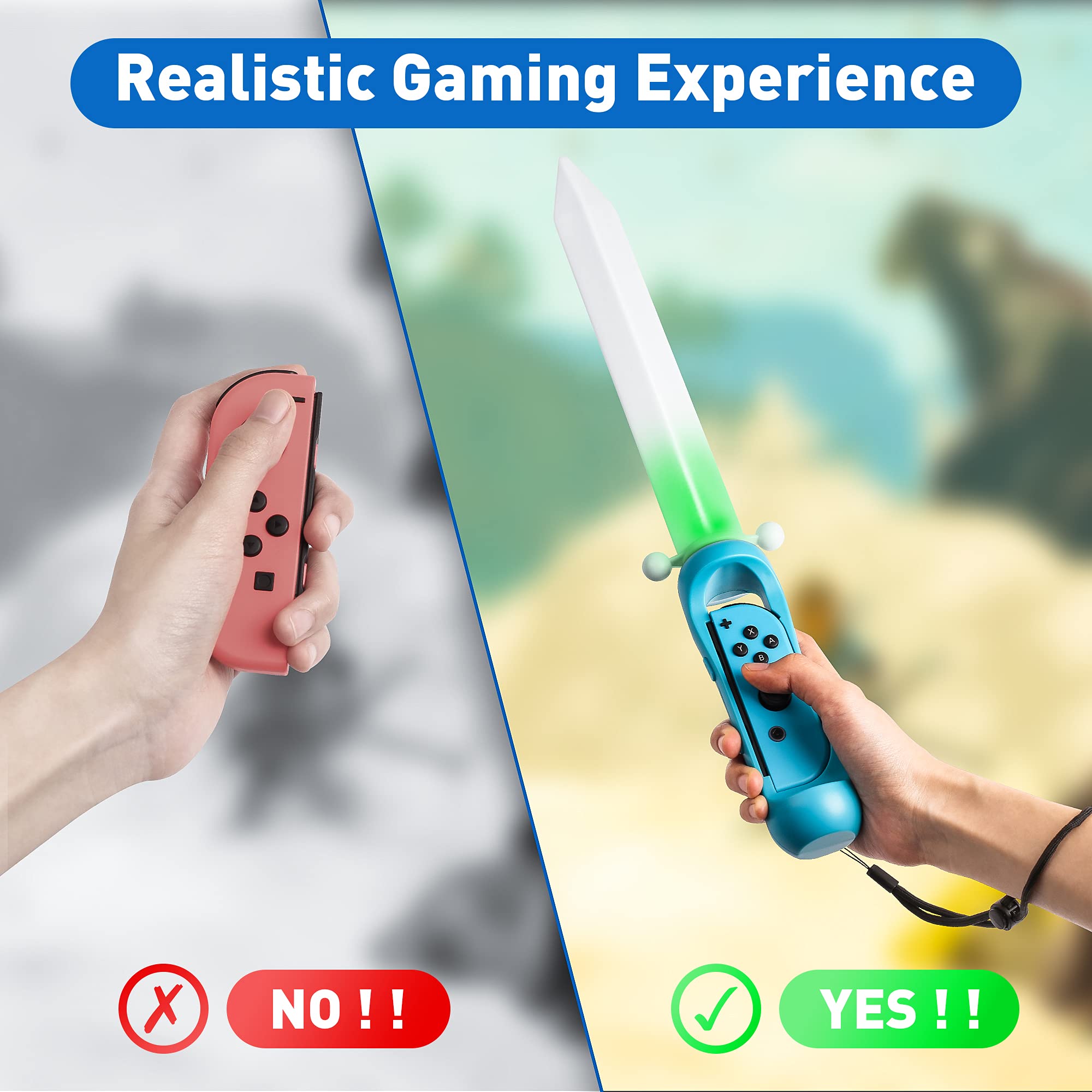 FANPL LED Sword for The Legend of Zelda: Skyward Sword HD Game Accessory, Lighted Game Sword Handle Grip for Switch & Switch OLED Right Joy Con Controller, Enhanced Zelda Gaming Experience (Blue)