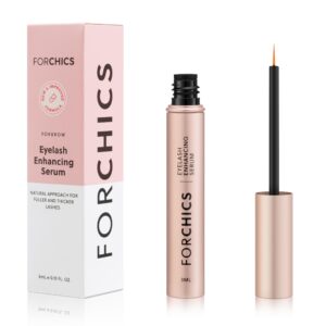 forchics forlash eyelash growth serum - enhancement lash booster for fuller, thicker, and longer eyelashes - organic lash enhancer & essential thickener | vegan & cruelty-free - [0.10 fl. oz / 3ml]