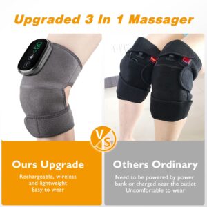 MOAJAZA Cordless Knee Massager with Heat and Vibration, Knee Heating Pad, Heated Knee Elbow Shoulder Brace Wrap, Heated Knee Brace Heating Pad for Knee Elbow Shoulder Relax