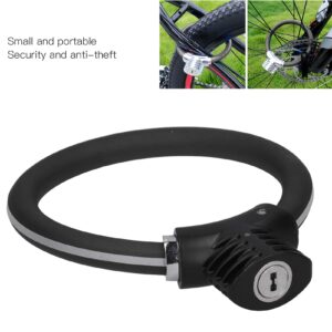 5.5in Bike Lock Cable with Key, Bike Locks Heavy Duty Anti Theft, Bicycle Lock Cable with Reflective for Road Bike Mountain Electric Bike(Reflective Matte Black)