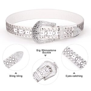 UnFader Bling Rhinestone Belts for Women, Fashion Cowgirl Western Studded Belts for Jeans Pants