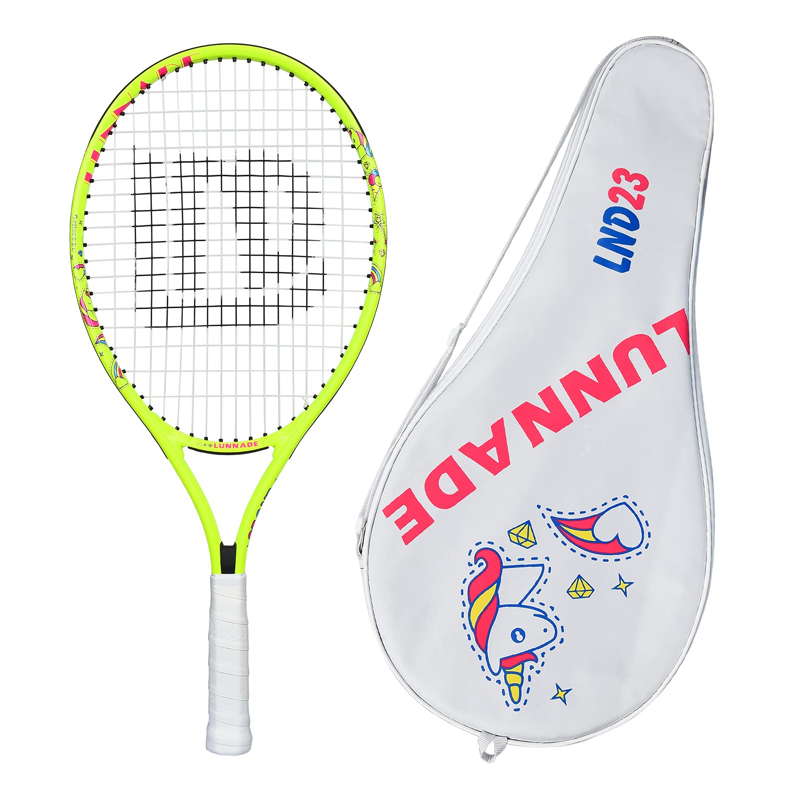 LUNNADE Tennis Racket for Kids Junior, 19/21/23/25 Inch Youth Tennis Racquet with Cover, Suitable for Beginner Boys and Girls Age 3-12