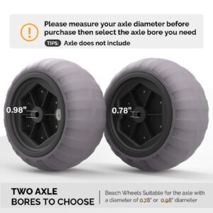 Bonnlo 16" Balloon Wheels, 2 Pack Replacement Beach Sand Tires for Axle with 0.98" Diameter, Retrofit to Beach Wagon, Fishing Cart, Rolling Walker, Wheelchair with Bearing, Free Air Hand Pump