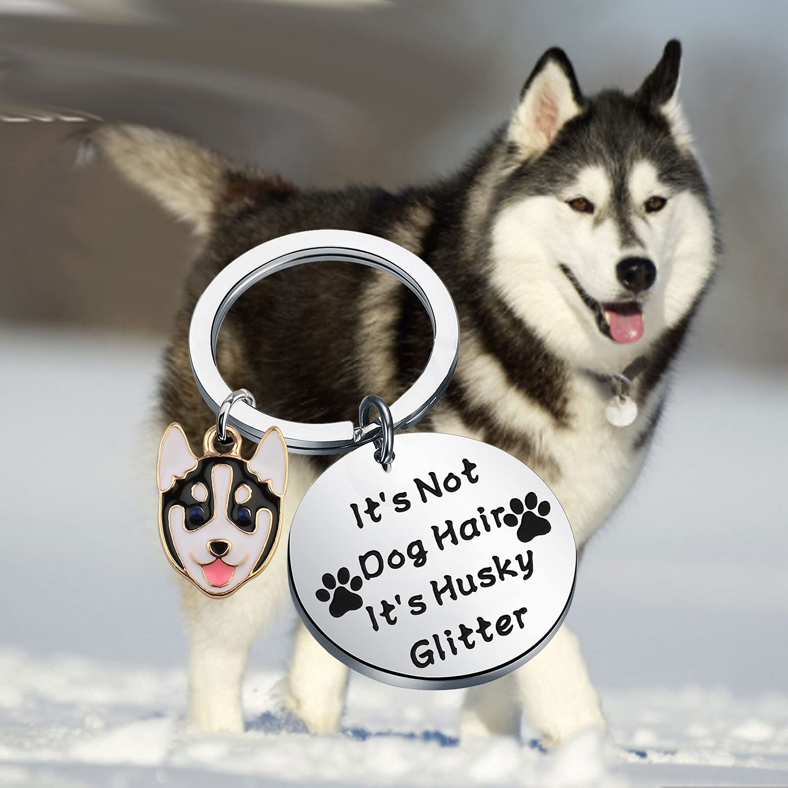 CENWA Husky Keychain Dog Lover Gifts Husky Owner Husky Gifts It's Not Dog Hair It's Husky Glitter Keychain (It's Not Dog K)