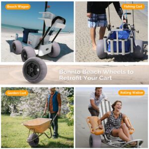 Bonnlo 16" Balloon Wheels, 2 Pack Replacement Beach Sand Tires for Axle with 0.98" Diameter, Retrofit to Beach Wagon, Fishing Cart, Rolling Walker, Wheelchair with Bearing, Free Air Hand Pump