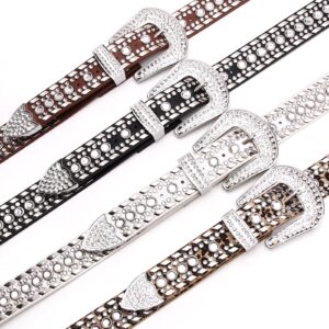 UnFader Bling Rhinestone Belts for Women, Fashion Cowgirl Western Studded Belts for Jeans Pants