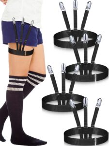 jeere 2 pairs shirt stays for men adjustable shirt garters elastic shirt suspenders for women shirt holder straps with 3 nonslip clips