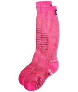 eurosock kids' snowbase jr ski socks(2-pk), magneta, 2xs(13-1 little