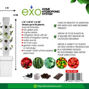 EXO Garden Hydroponic Growing System Vertical Tower - Vegetable Plant Tower Gift for Gardening Lover - Automate Aeroponics Mini Indoor Outdoor Home Grow Herb