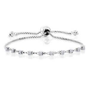 gem stone king 925 sterling silver 2.5mm round gemstone birthstone tennis bracelet | fits up to 9 inch wrist | adjustable bolo bracelet for women | easy-on easy-off