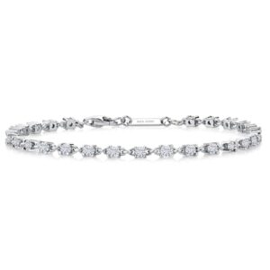 gem stone king white moissanite tennis bracelet for women in 925 sterling silver | 1.76 cttw | round 2.5mm | 7 inch