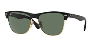 ray-ban rb4175 clubmaster oversized sunglasses + vision group accessories bundle for unisex-adult (demi gloss black on arista/crystal green (877)