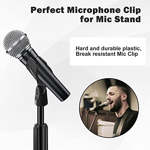 Mictop Universal Microphone Clip Holder with 5/8" Male to 3/8" Female Screw Adapter Suitable for Handheld Microphones, 4 Pack