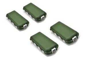 toasis small fishing tackle box hooks swivels sinkers float stops storage container (olive-4pcs)