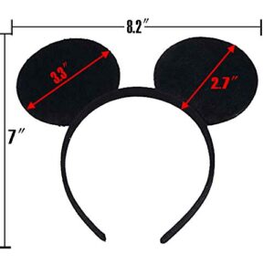 YOVECATHOU 24 Pcs Mouse Costume Deluxe Fabric Ears Headband White Polka Dots Bow Party Headwear Decorations