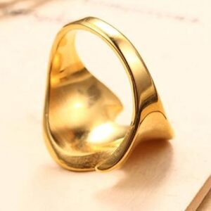 Jude Jewelers Stainless Steel Irregular Shape Ocean Waved Surface Promise Statement Anniversary Ring (Gold, 9)