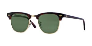 ray-ban rb3016 clubmaster sunglasses+ vision group accessories bundle(mock tortoise on arista/crystal green (w0366),51) for unisex-adult