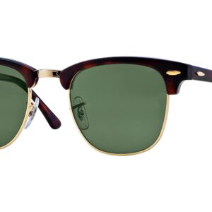 Ray-Ban RB3016 Clubmaster Sunglasses+ Vision Group Accessories Bundle(Mock Tortoise On Arista/Crystal Green (W0366),51) for unisex-adult