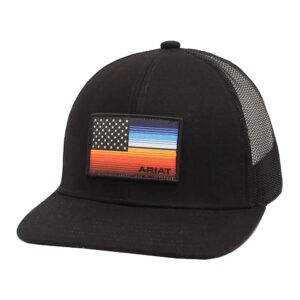 ariat mens adjustable snapback serape flag mesh back black hat