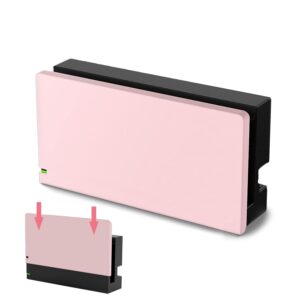 tikodirect custom faceplate cover for nintendo switch charging dock, hard pc slim shell anti-scratch [no screwdriver installation] for switch dock, pink