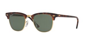 ray-ban rb3016 clubmaster sunglasses+ vision group accessories bundle(red havana/crystal green polarized (990/58),49) for unisex-adult