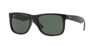 ray-ban rb4165 justin sunglasses + vision group accessories bundle (black/dark green (601/71),55), unisex-adult