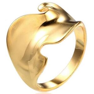 jude jewelers stainless steel irregular shape ocean waved surface promise statement anniversary ring (gold, 9)