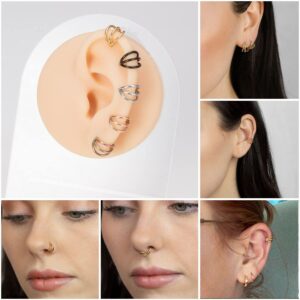 MissNity 16G 8mm Hinged Segment Nose Ring Hoop 316L Surgical Steel, 16 Gauge Triple Open Stacked Septum Clicker Cartilage Earrings Conch Daith Helix Rook Ear Lobe Piercing Jewelry, Steel